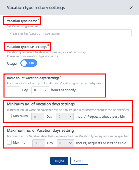 To set the type of vacation in use – Docswave help